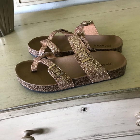 TOP Moda | Shoes | Top Moda Double Strap Glitter Sandals | Poshmark